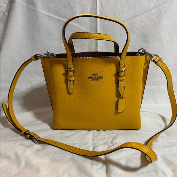 Coach | Bags | Coach Yellow Leather Tote Bag | Poshmark